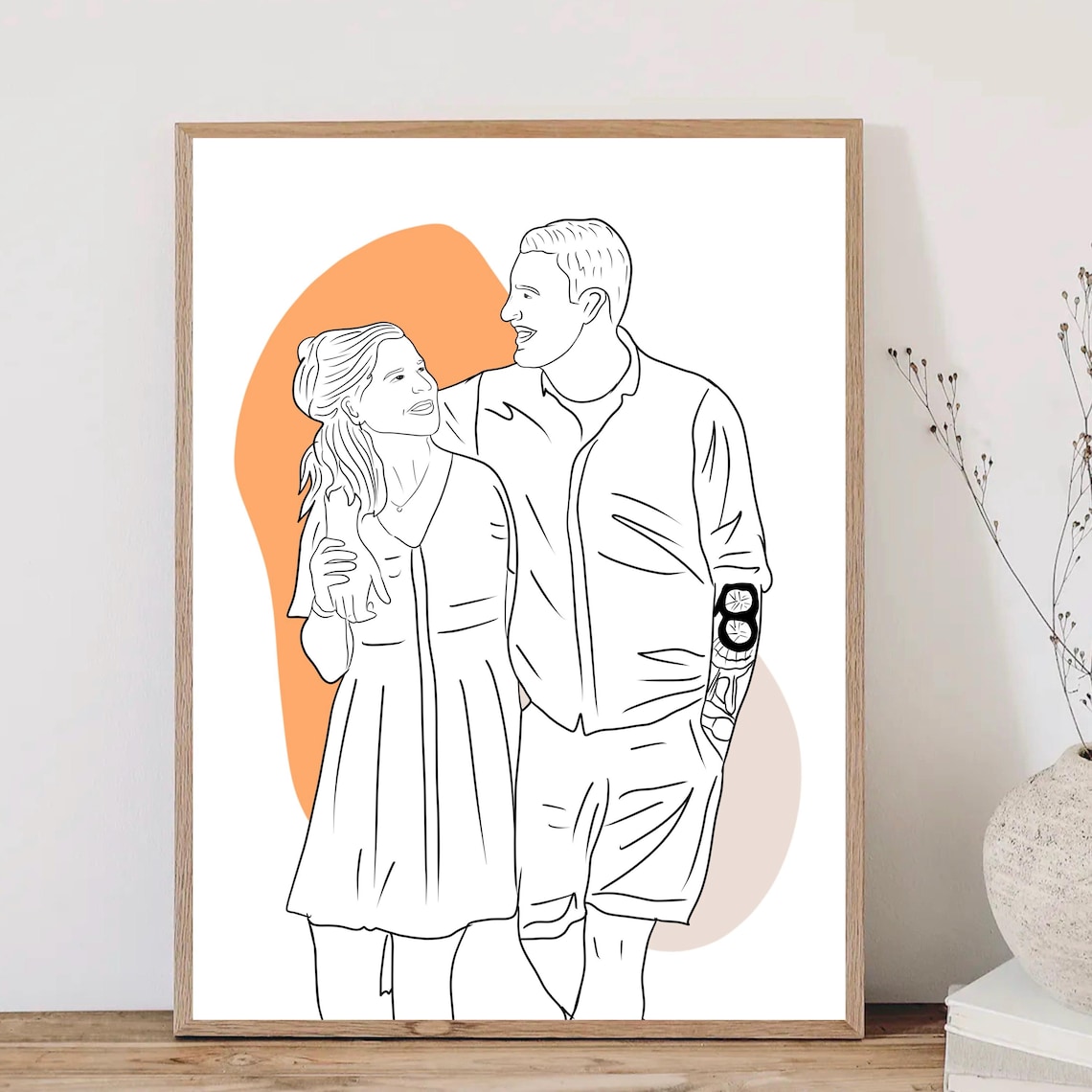 Custom Line Drawing, Couple Drawing From Photo, Birthday Gift for Her ...