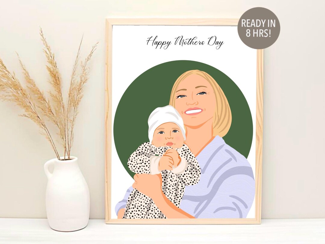 Mothers Day Portrait, Cartoon Family Portrait, Mothers Day Gift From ...