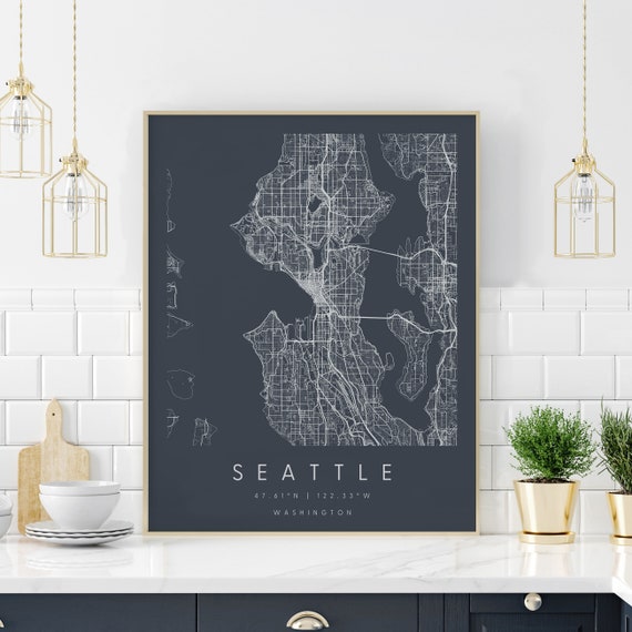 Seattle Washington Digital Art Map Digital Print Poster - Etsy Seattle Washington Digital Art Map Digital Print Poster - Etsy