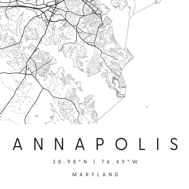 Annapolis Maryland Digital Art Map Digital Print Poster - Etsy