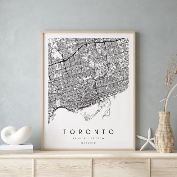 Toronto Ontario Digital Art Map Digital Print Poster Black | Etsy