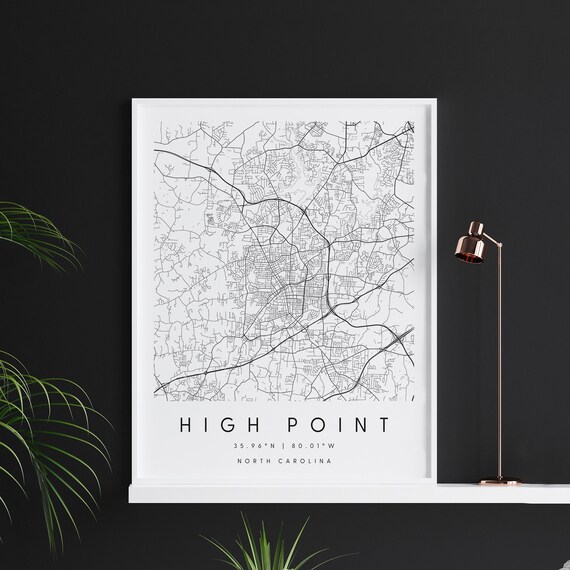 High Point Virginia Mapa de arte digital Póster impreso - Etsy México