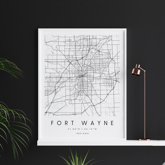 Fort Wayne Indiana Digital Art Map Digital Print Poster - Etsy