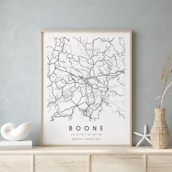Boone North Carolina Digital Art Map Digital Print Poster - Etsy