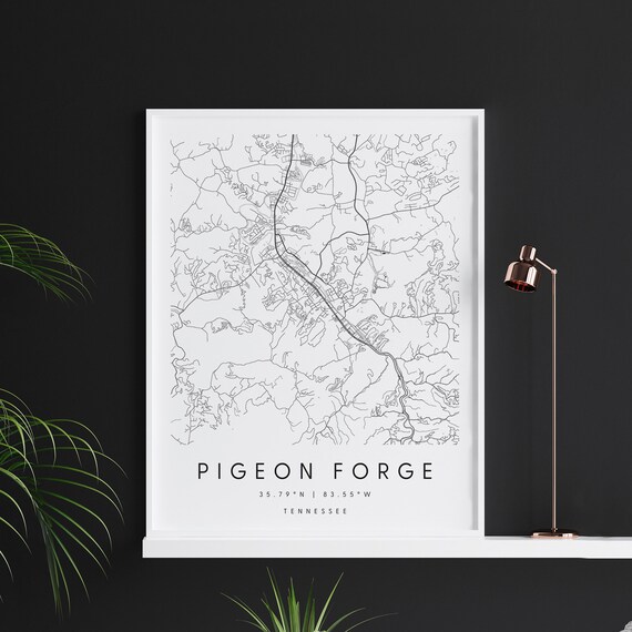 Pigeon Forge Tennessee Digital Art Map Digital Print Poster - Etsy