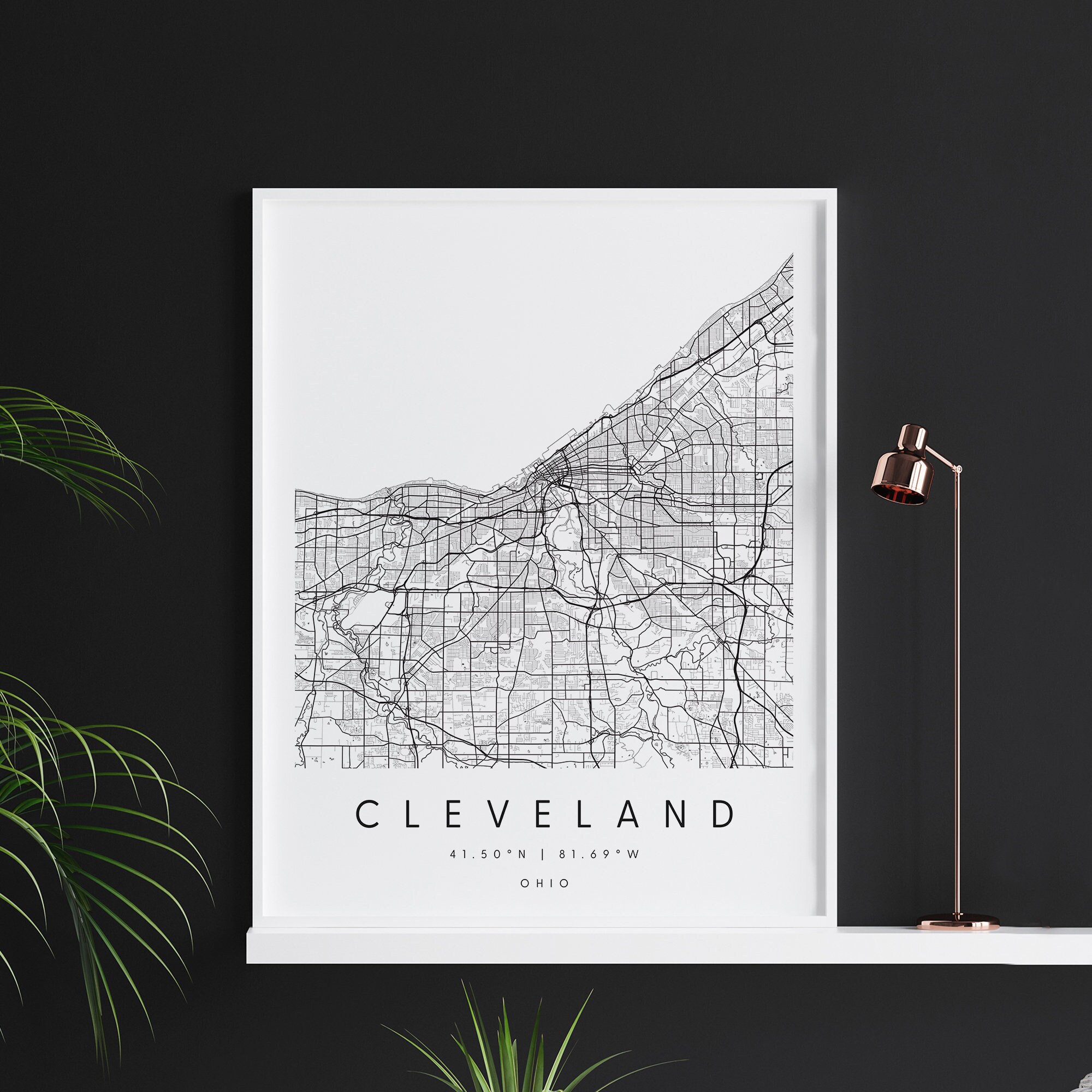 Cleveland Ohio Digital Art Map Digital Print Poster Black - Etsy