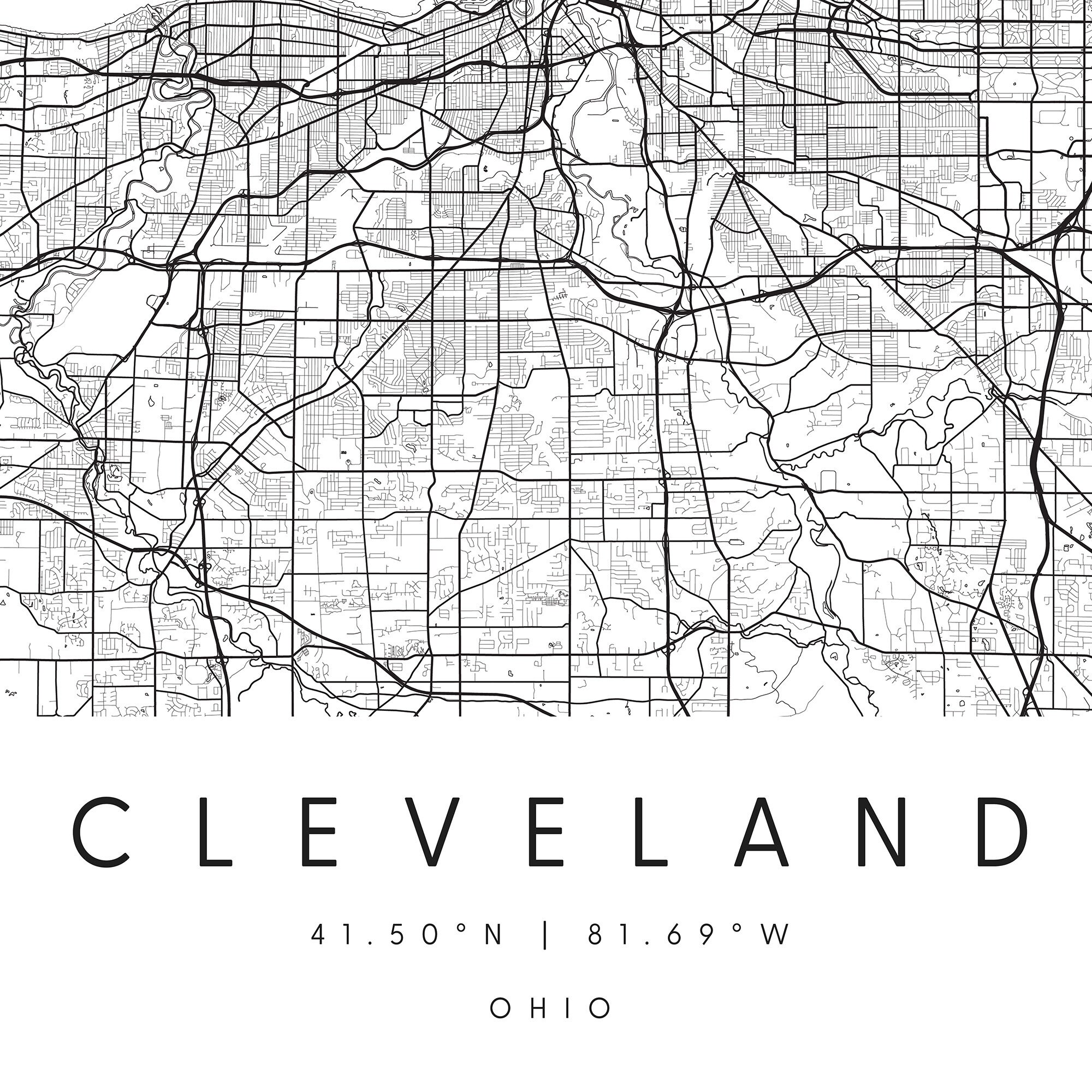 Cleveland Ohio Digital Art Map Digital Print Poster Black - Etsy