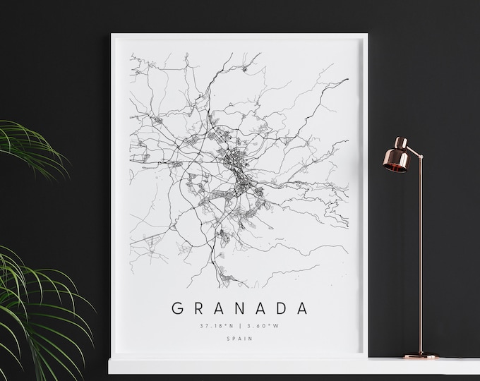 Granada City Map, Granada Poster, Granada Map Poster, Granada Art, Map ...