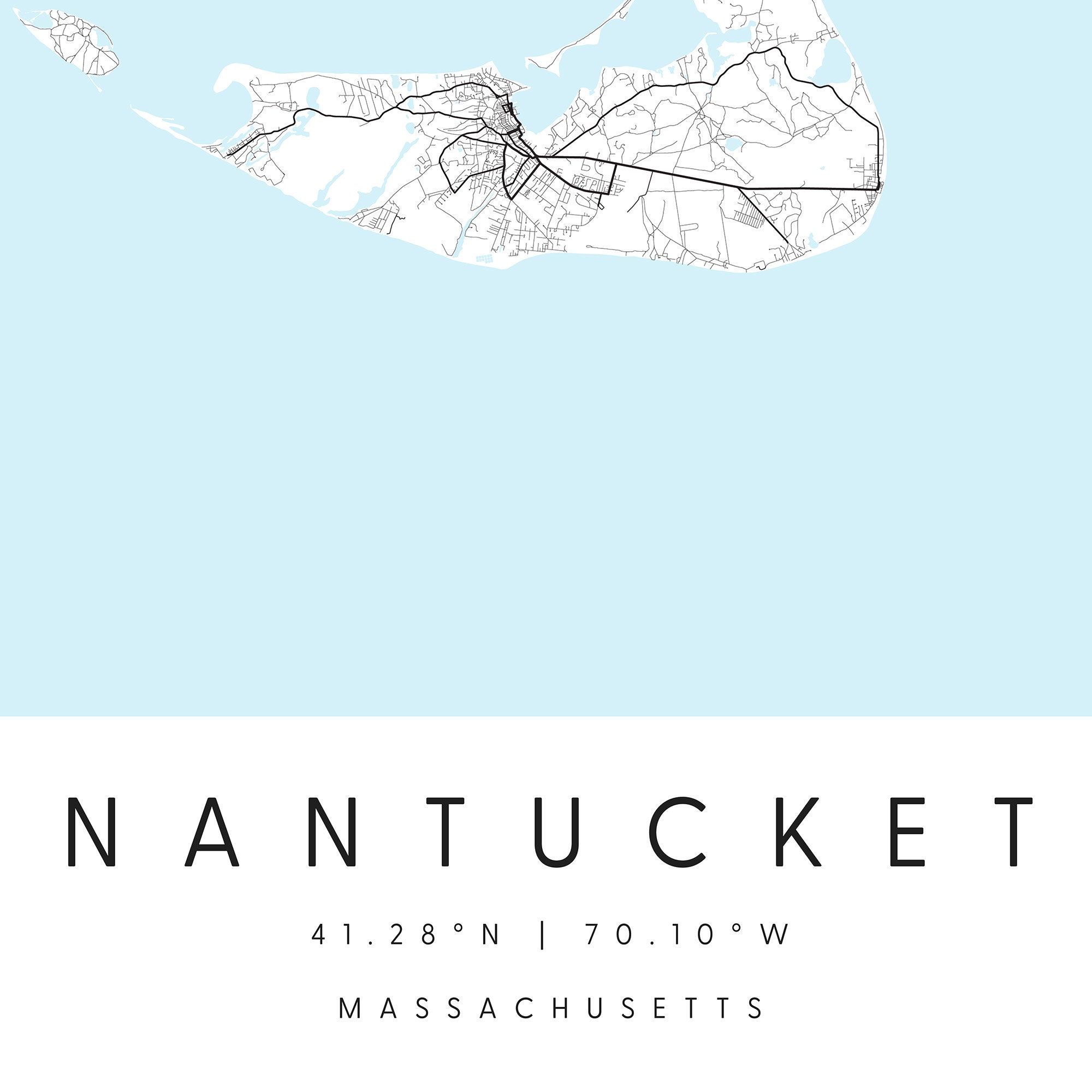 Nantucket Massachusetts Digital Art Map Digital Print - Etsy