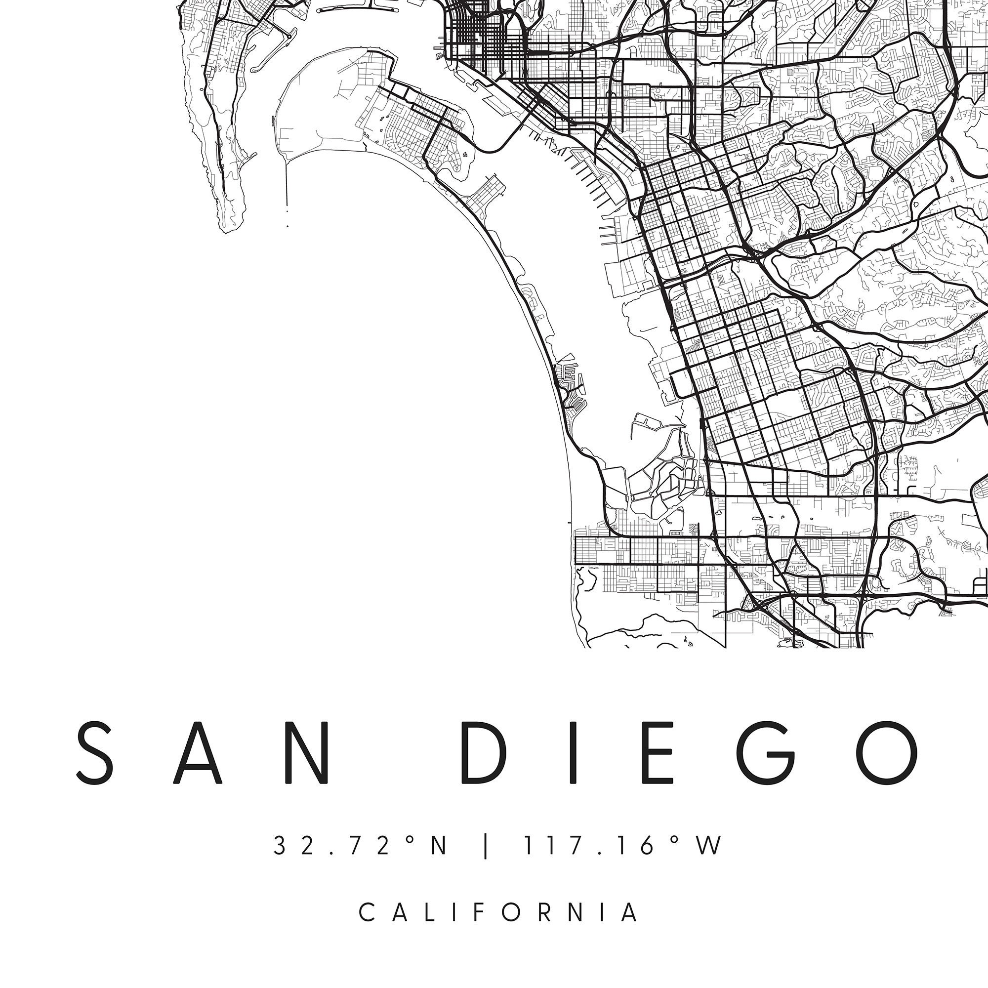 San Diego California Digital Art Map Digital Print Poster - Etsy