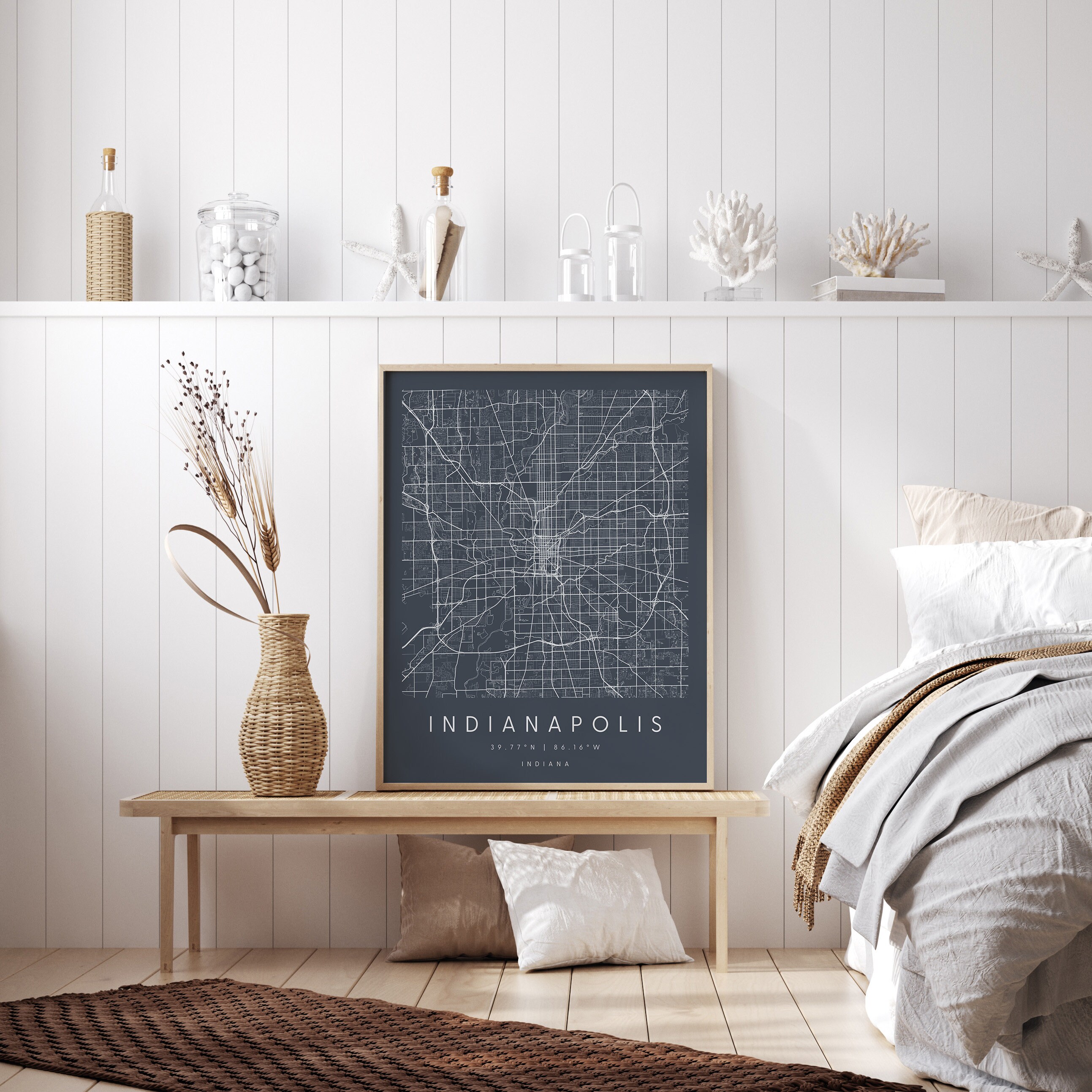 Indianapolis Indiana Digital Art Map Digital Print Poster - Etsy