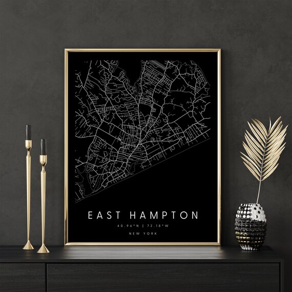 East Hampton New York Digital Art Map Digital Print Poster | Etsy
