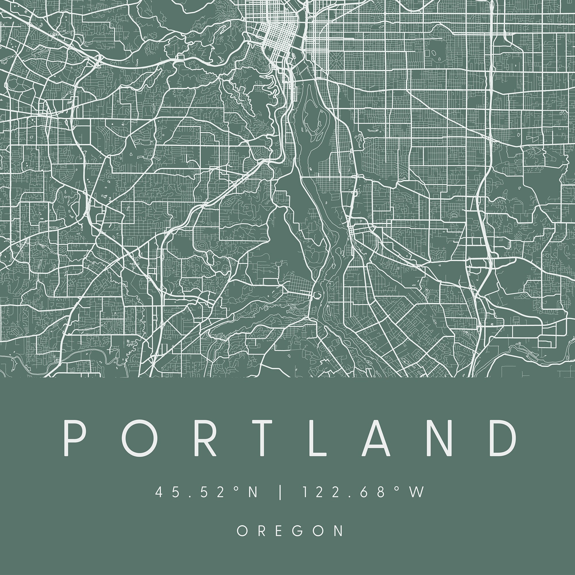 Portland Oregon Digital Art Map Digital Print Poster Green - Etsy