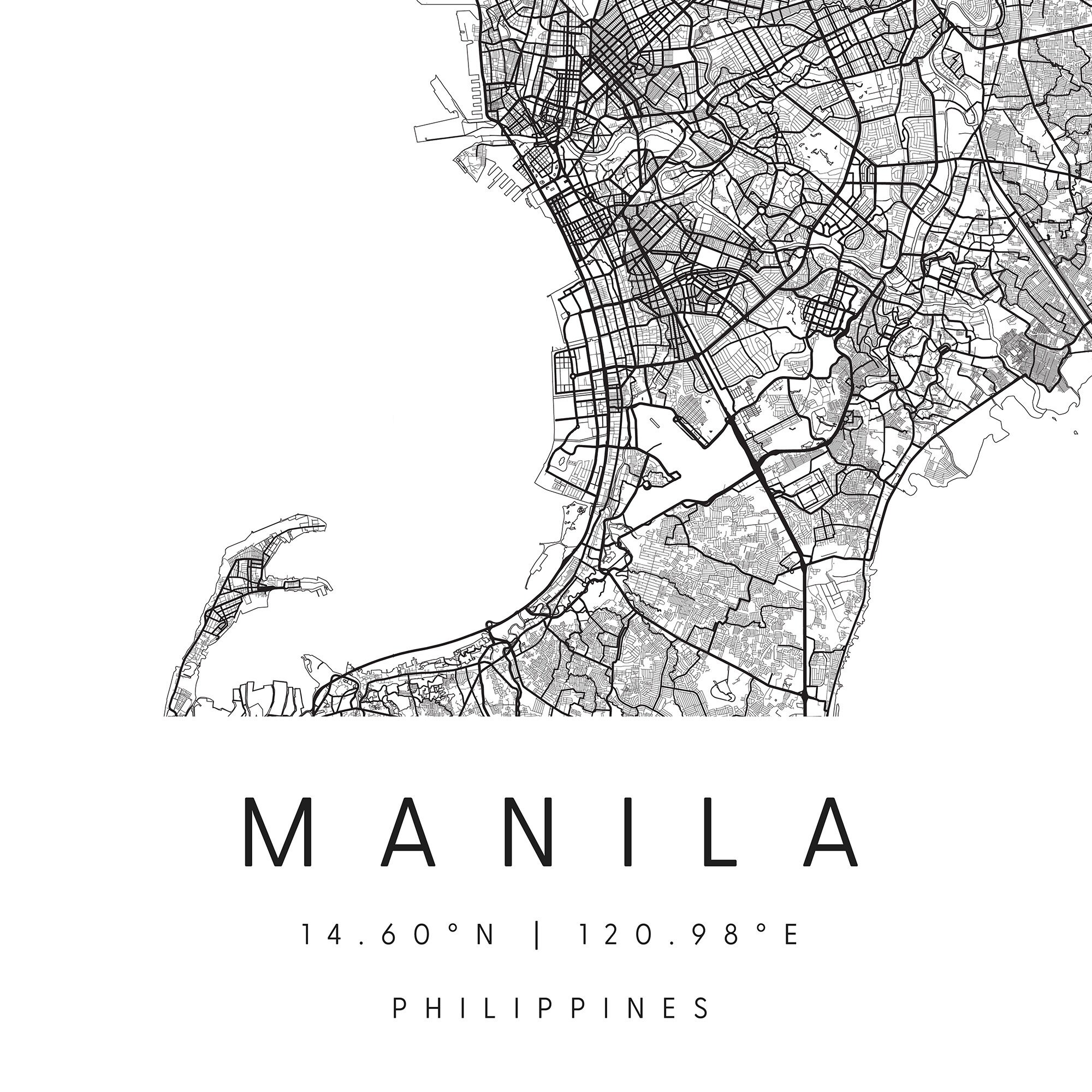 Manila Philippines Digital Art Map Digital Print Poster - Etsy