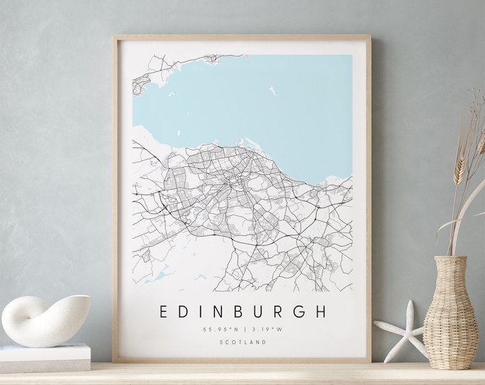 Edinburgh Map, Map of Edinburgh, Scotland Map, Edinburgh Art, Edinburgh ...