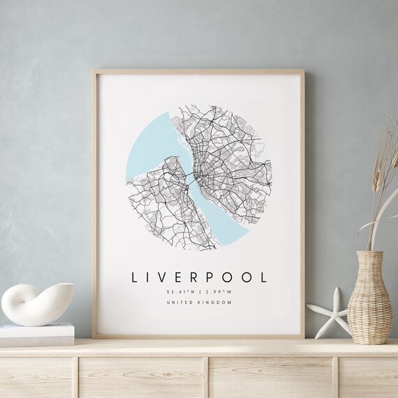 Liverpool United Kingdom Digital Art Map Digital Print - Etsy