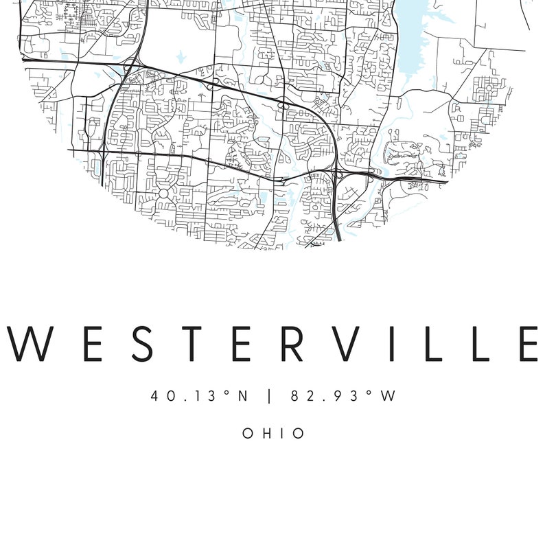 Westerville Ohio Digital Art Map Digital Print Poster Blue - Etsy