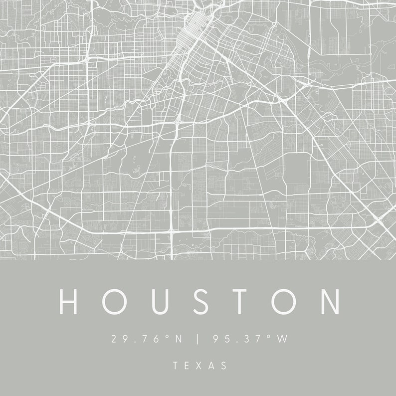 Houston Texas, Mapa de Arte Digital, Póster Impreso Digital, Mapa de ...