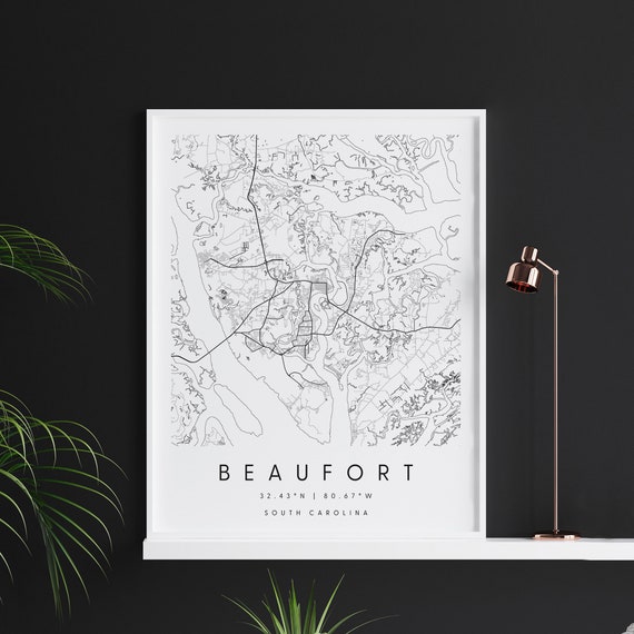 Beaufort South Carolina Digital Art Map Digital Print - Etsy