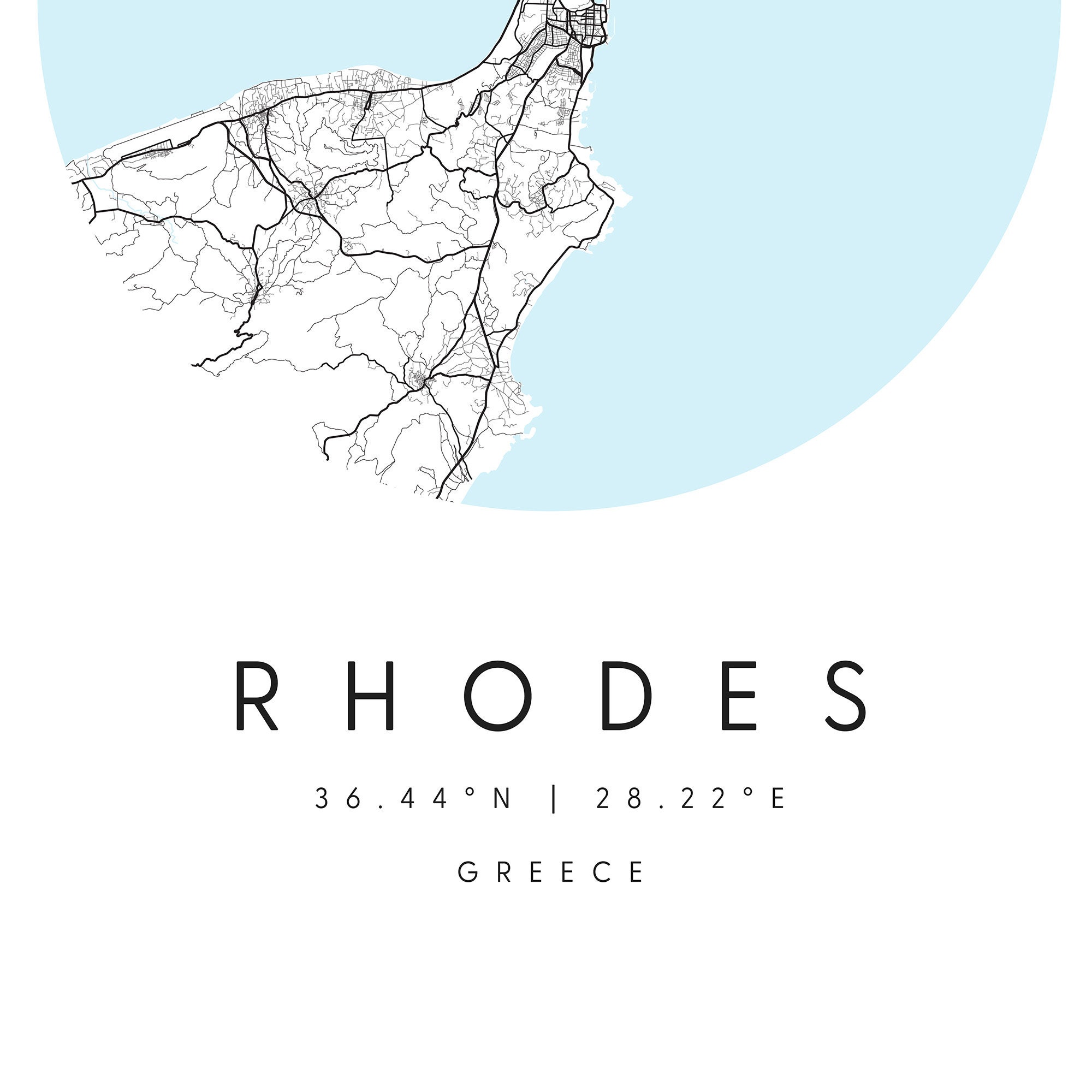 Rodas Grecia Mapa de Arte Digital Póster Impreso Digital - Etsy España