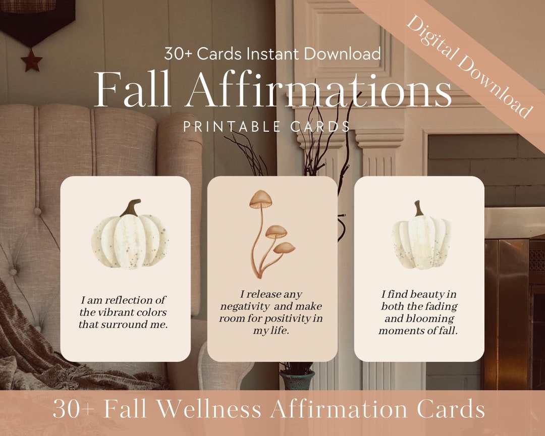 30 Cozy Autumn Positive Quotes, Printable Fall Mantras, Digital ...