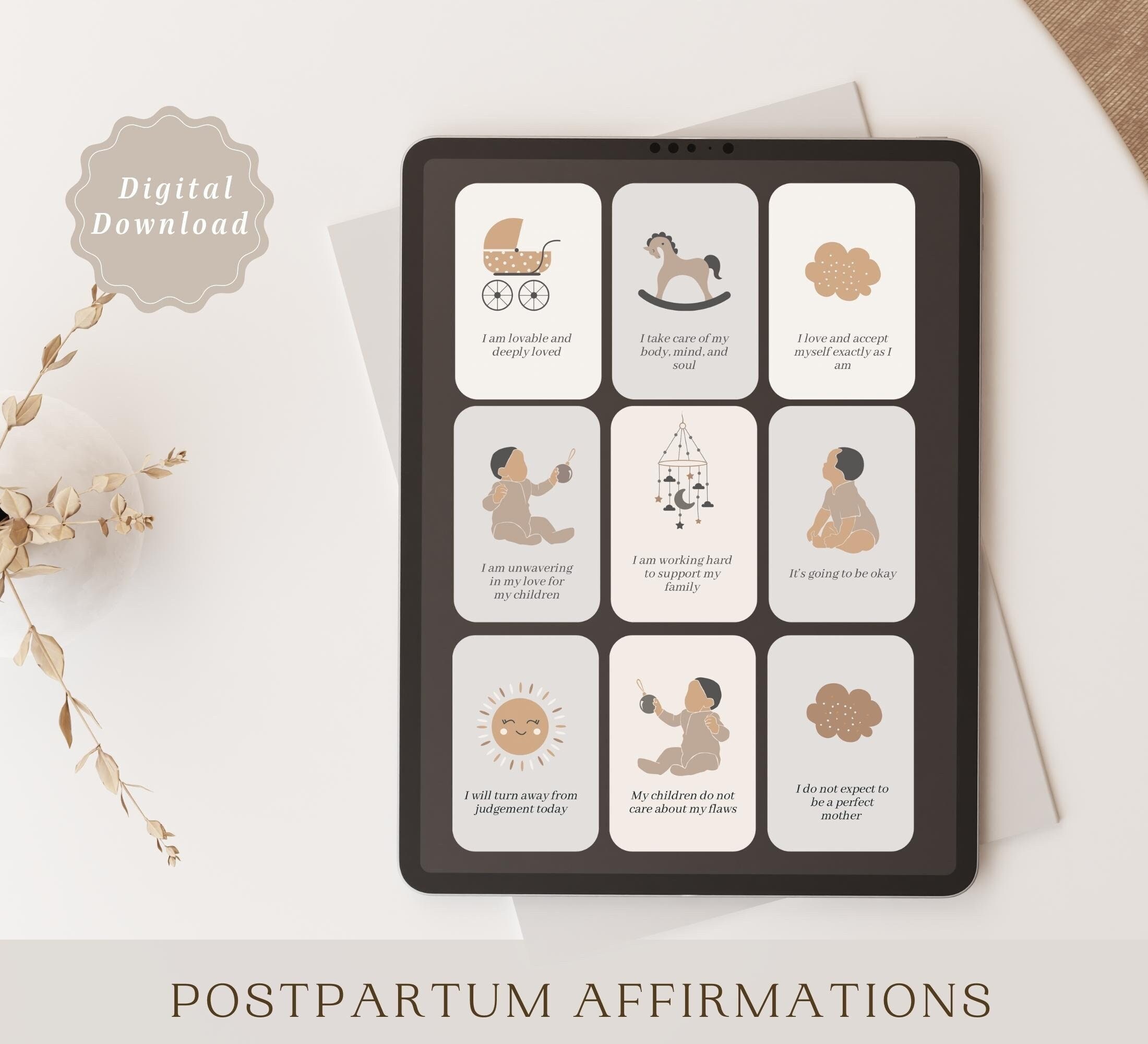 54 Printable Postpartum Affirmation Cards Mindfulness Gift - Etsy