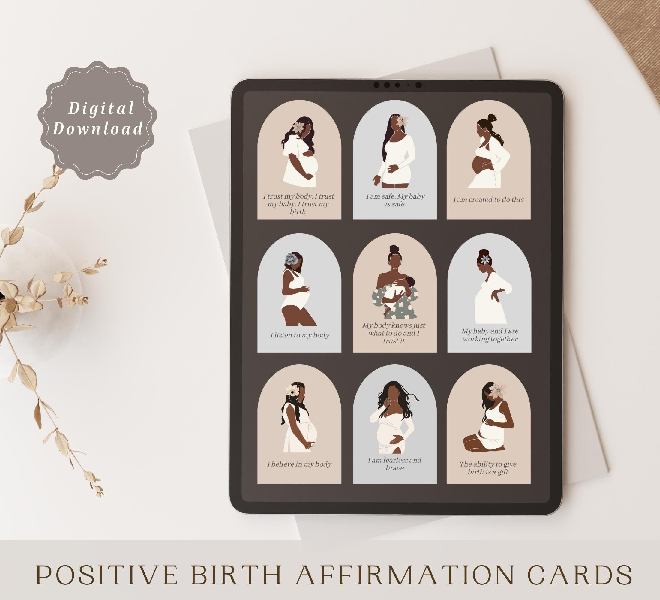 30 Printable Labor Affirmation Cards for Mom to Be, Birth Encouragement ...