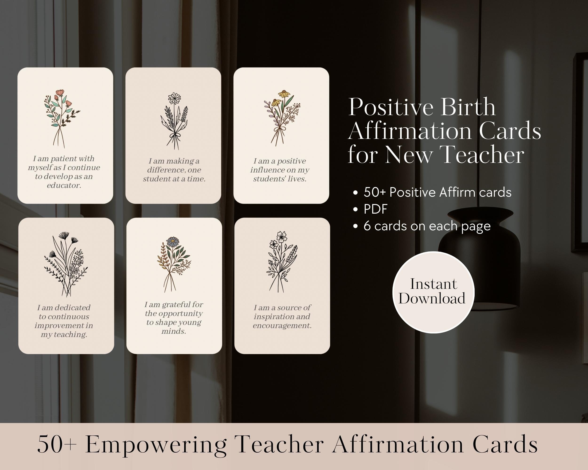 50+ Teacher Affirmation Printable Cards, Motivational Teacher Mantras ...