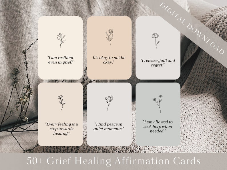 50+ Grief Affirmation Card for Loss, Printable Comfort Cards, Healing ...