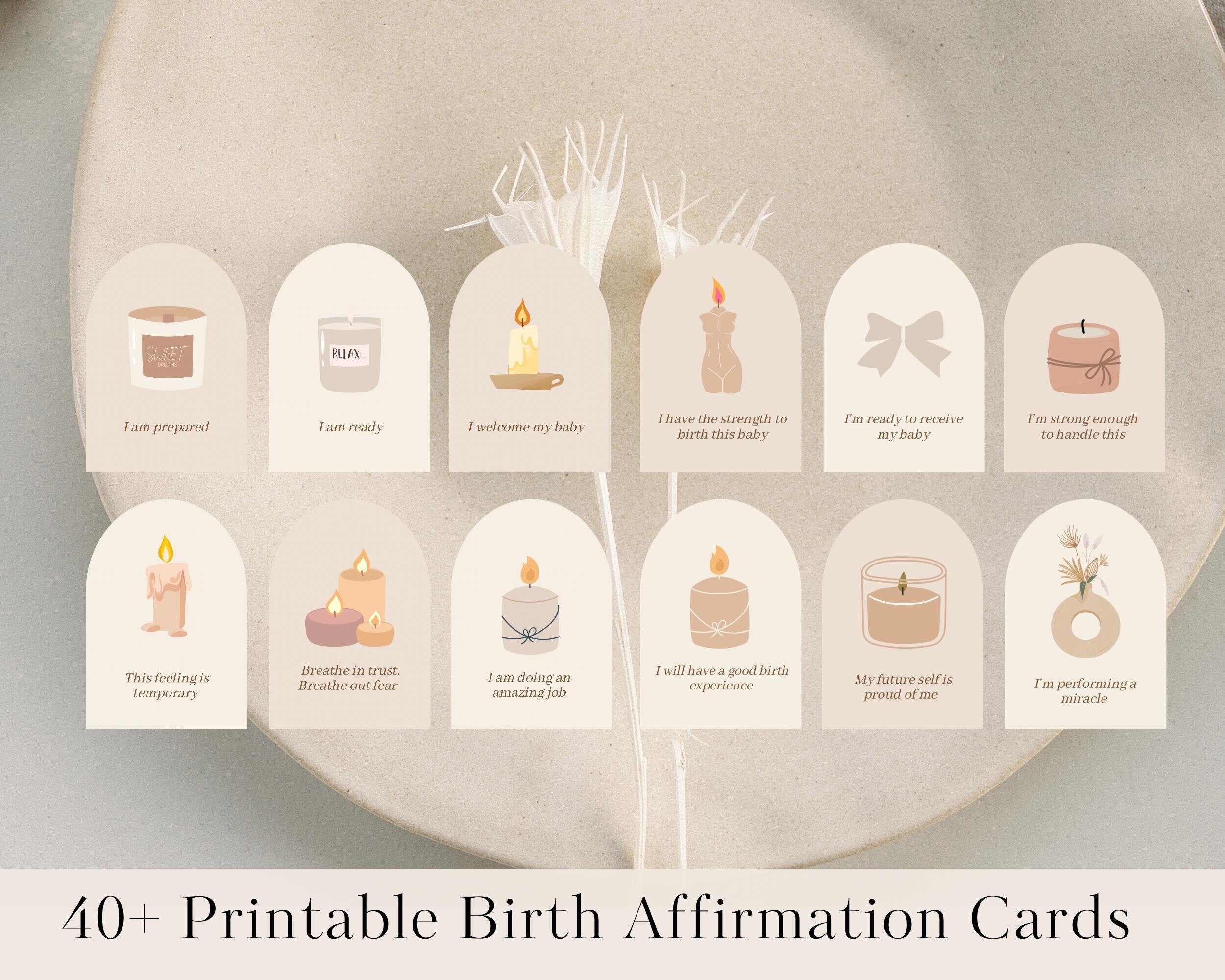 40 Printable Calming Birth Cards, Pregnancy Affirmation Cards, Relaxing ...