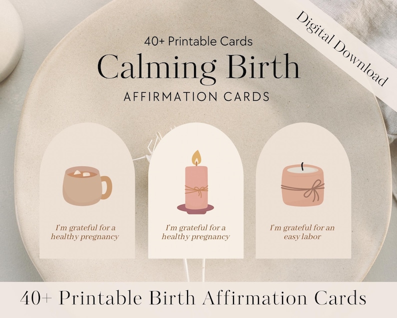 40+ Positive Pregnancy Affirmation Cards, Printable Birth Mantra Cards ...