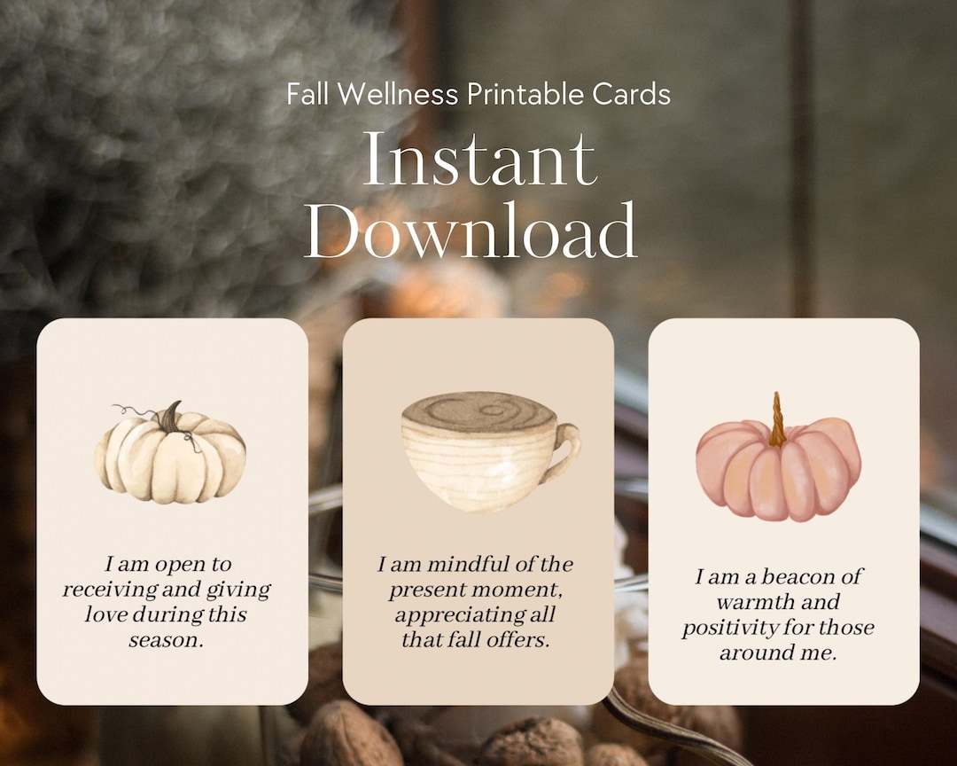 30 Fall Affirmation Cards, Fall Wellness Affirmations, Digital Download ...