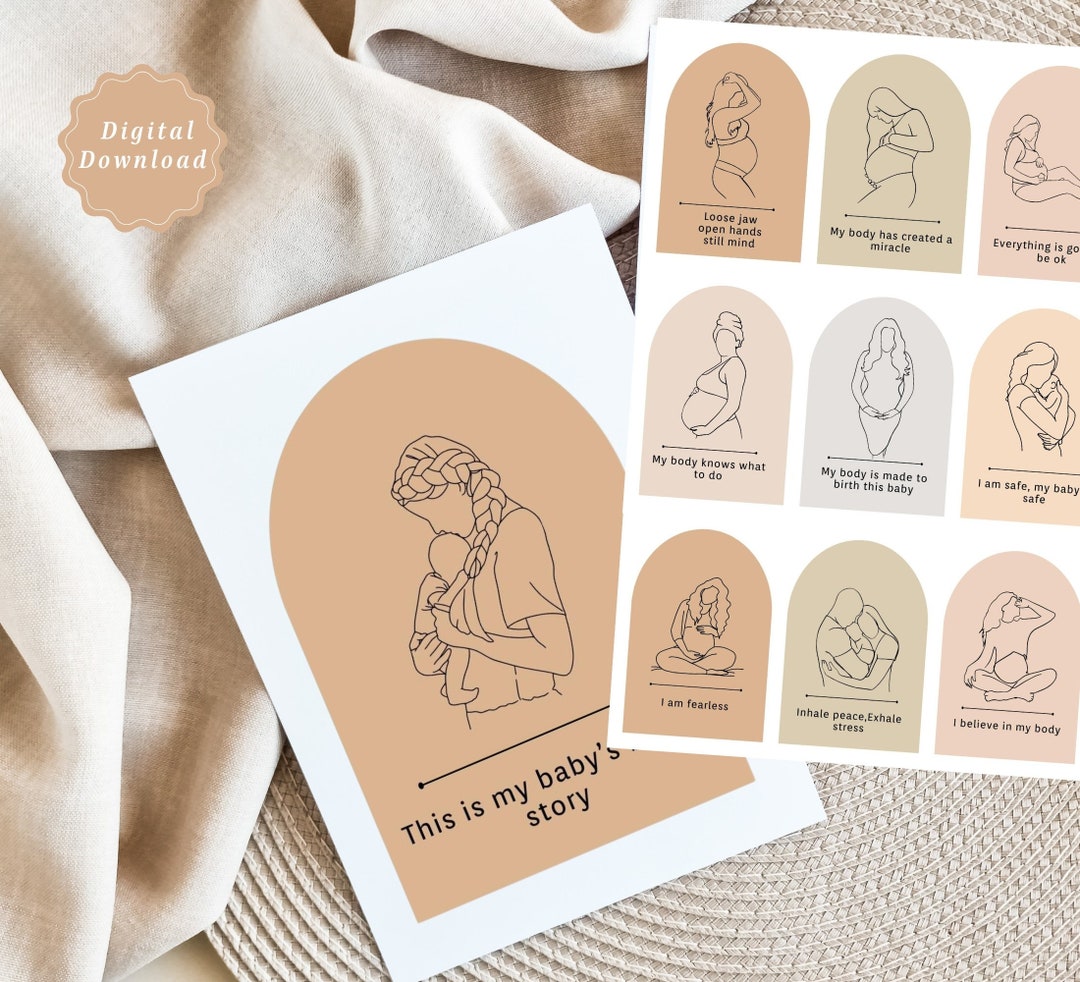 20 Positive Birth Affirmations, Encouraging Cards for Calm Birth, Labor ...