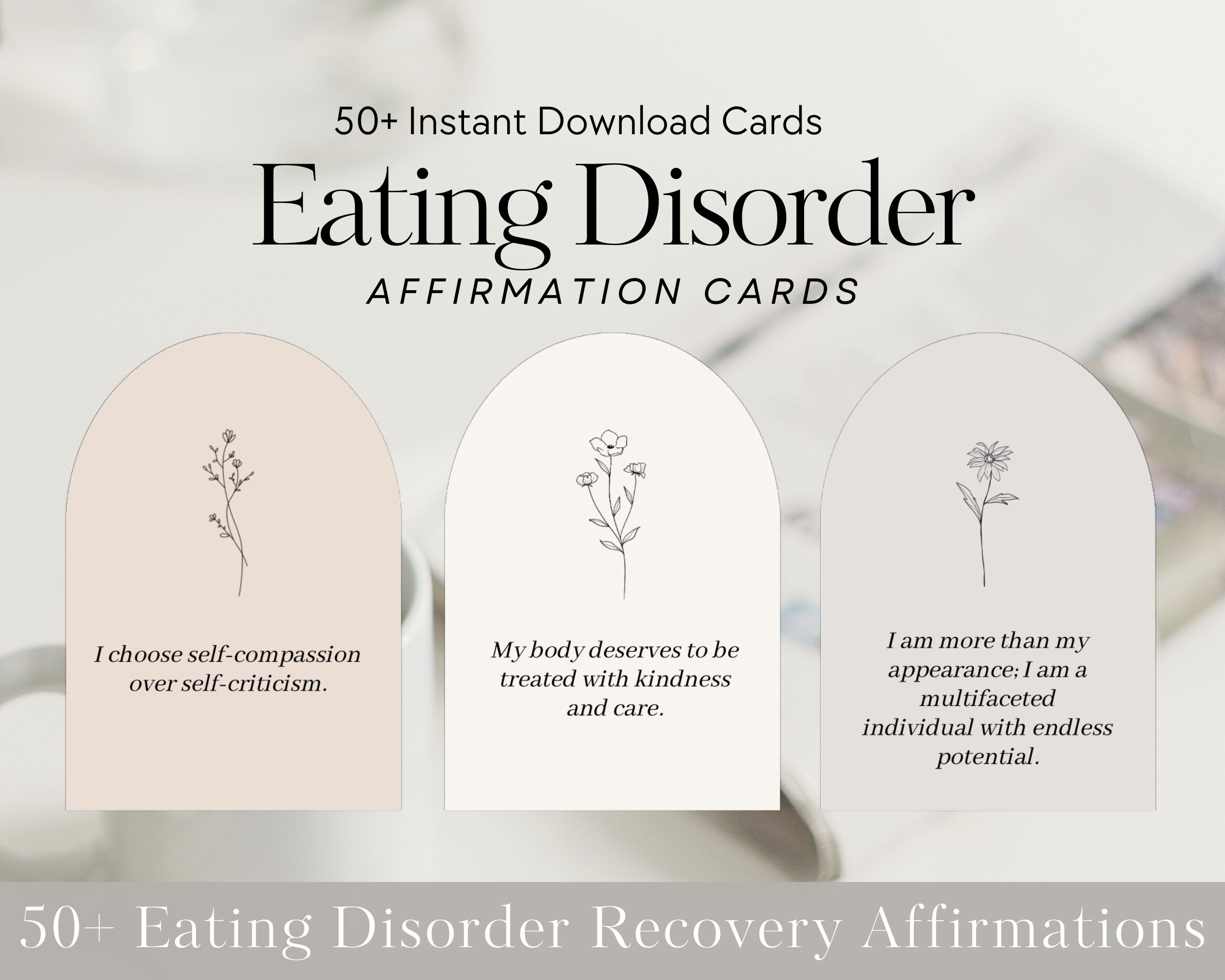50 Eating Disorder Recovery Affirmations, Positive Affirmation Cards ...