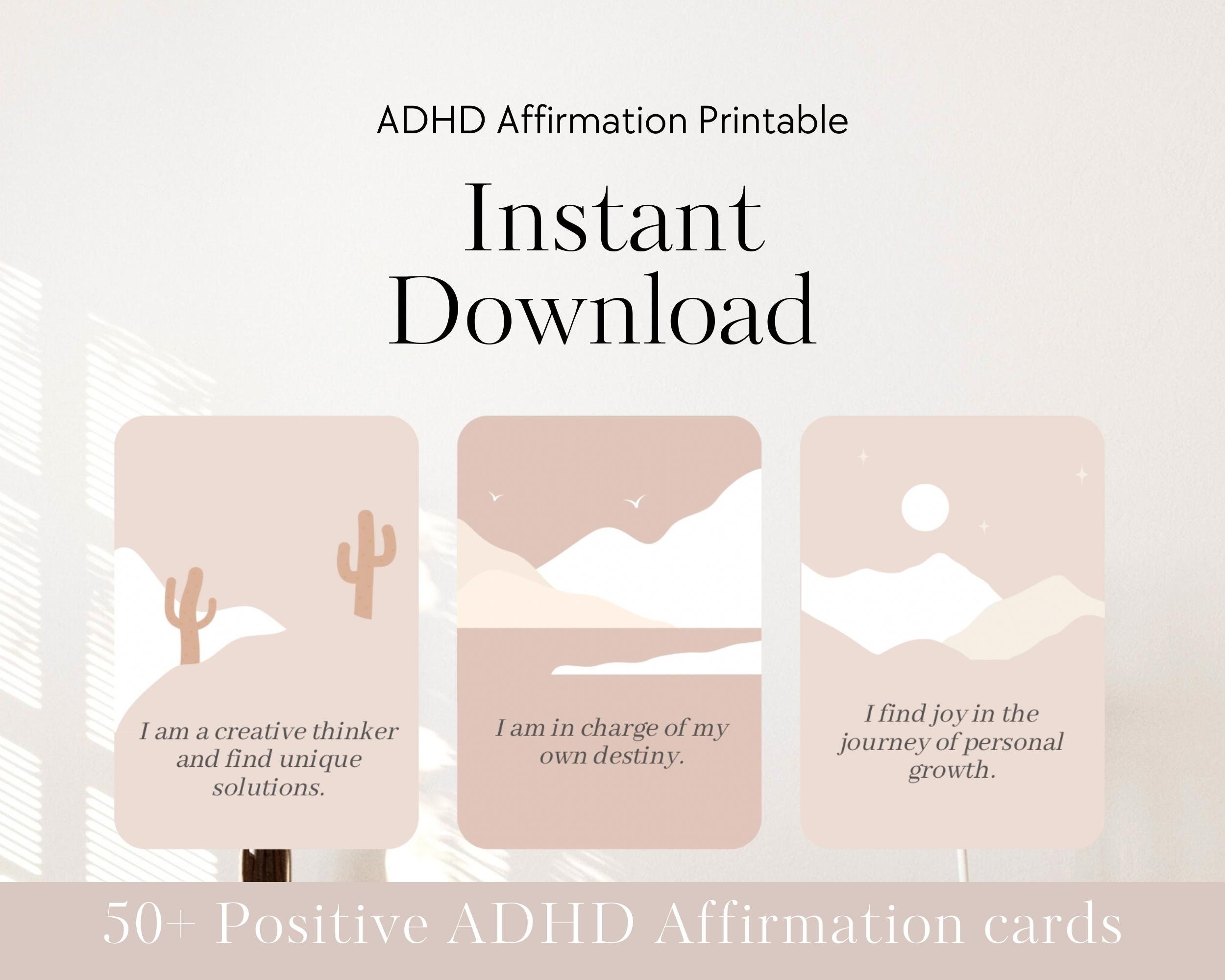 50 Printable ADHD Affirmation Cards, Positive Affirmations for ADHD ...