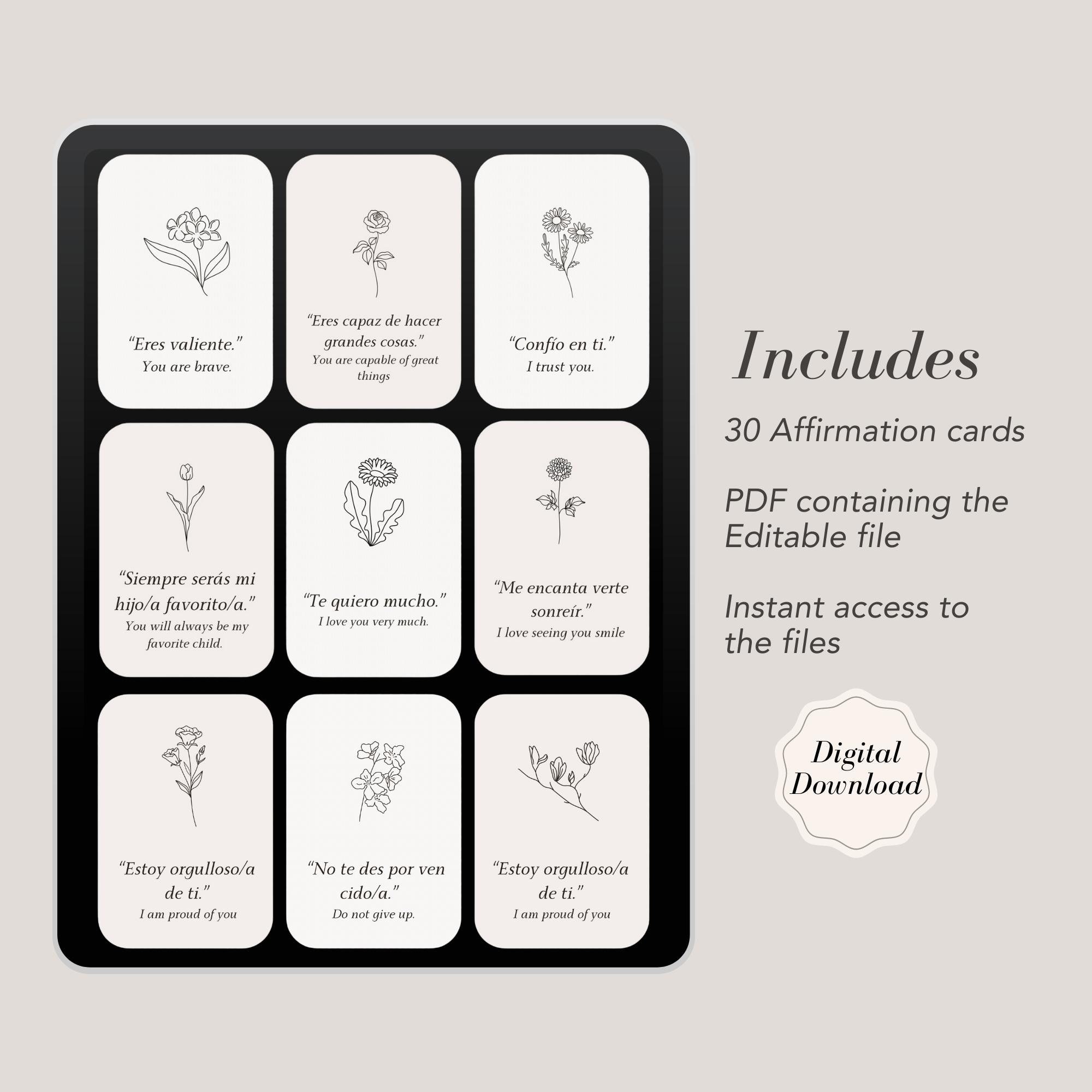 25+ Bilingual Affirmations for Kids, Positive Affirmation Cards English ...