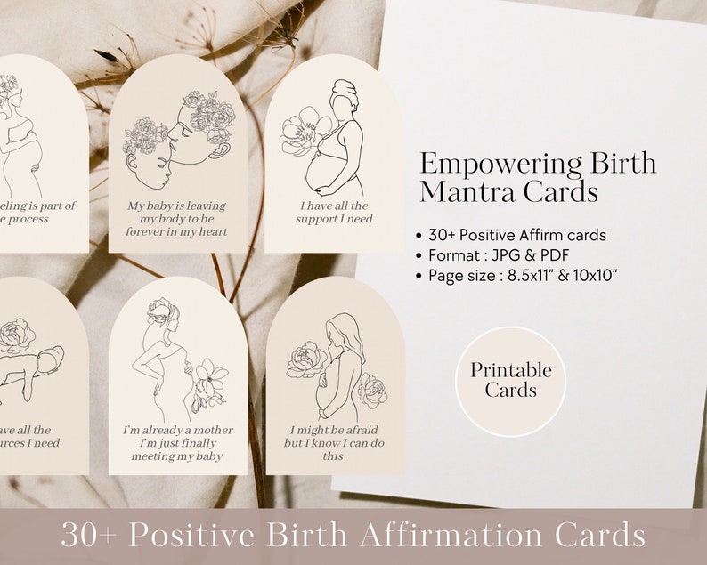 30+ Pregnancy Affirmation Printable Cards, Empowering Birth Quotes ...