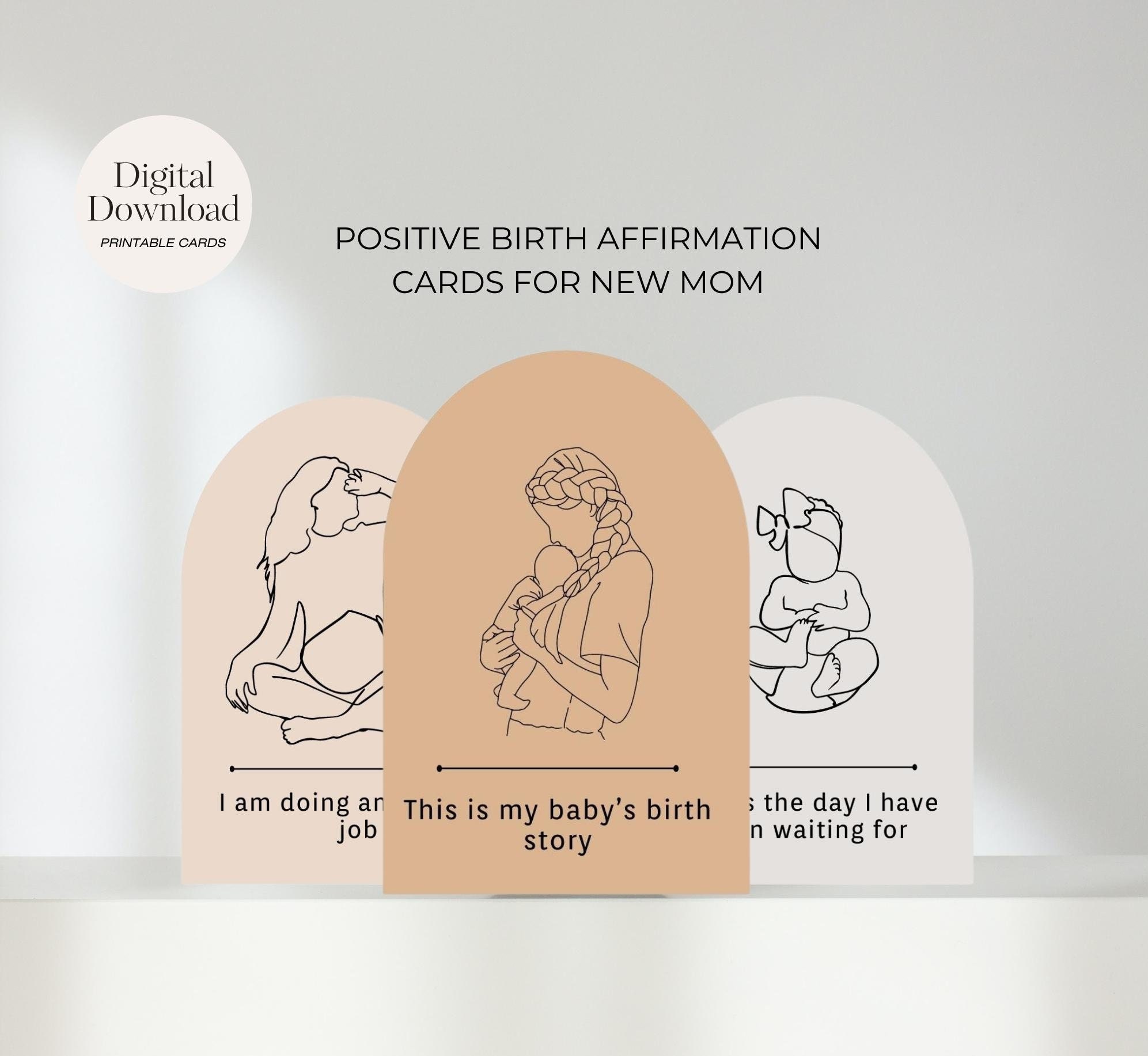 20 Positive Birth Affirmations, Encouraging Cards for Calm Birth, Labor ...