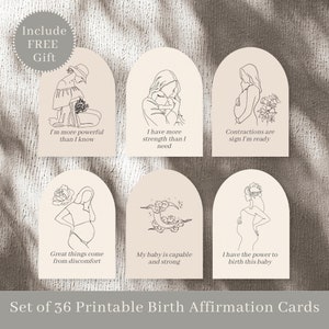 Set of 36 Positive Birth Affirmation Printable Cards | Positive Birth Quote | Pregnancy Line Art ...