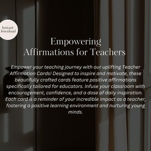 50+ Teacher Affirmation Printable Cards, Motivational Teacher Mantras ...