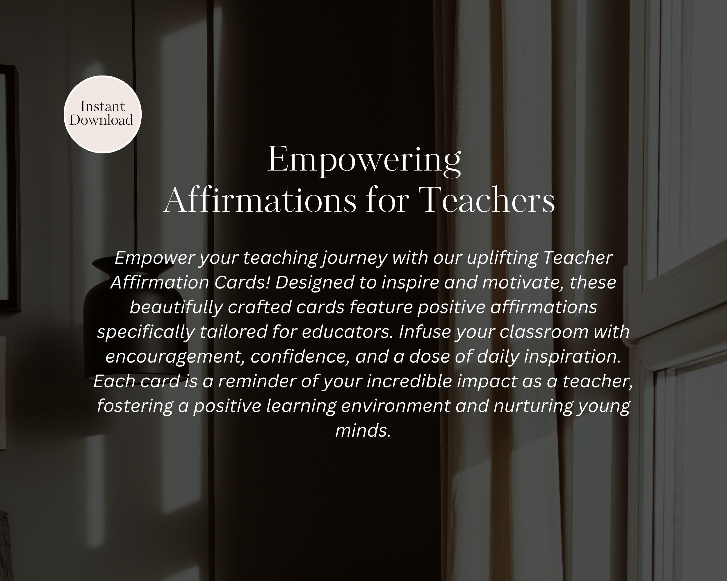 50 Teacher Affirmation Printable Cards, Motivational Teacher Mantras ...