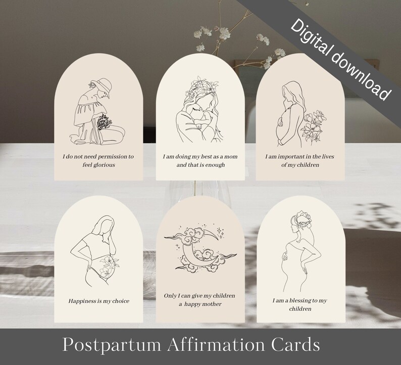 New Mom Encouragement Cards, Postpartum Mental Health Affirmations ...