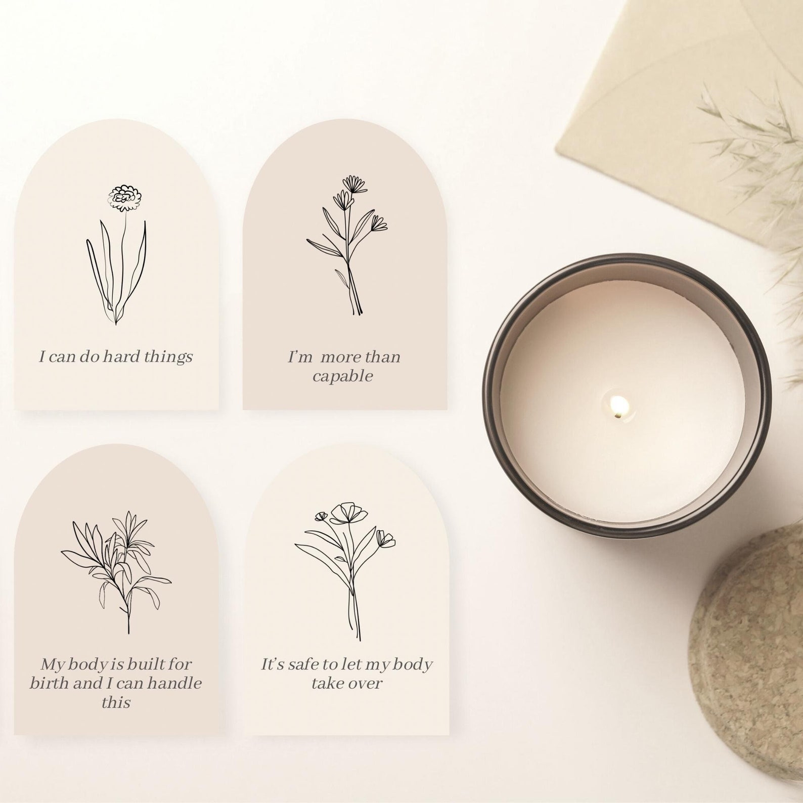 30+ Pregnancy Affirmation Cards, Floral Birth Mantras, Labor and ...
