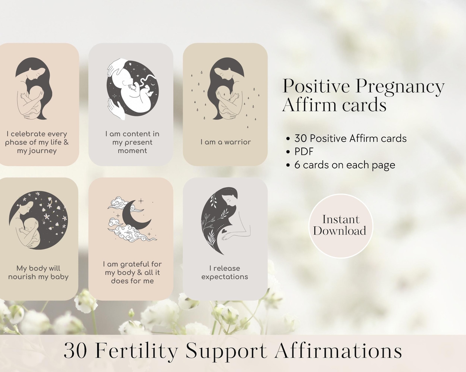 30 Fertility Affirmation Cards for IVF Moms, Printable IVF Support Gift ...