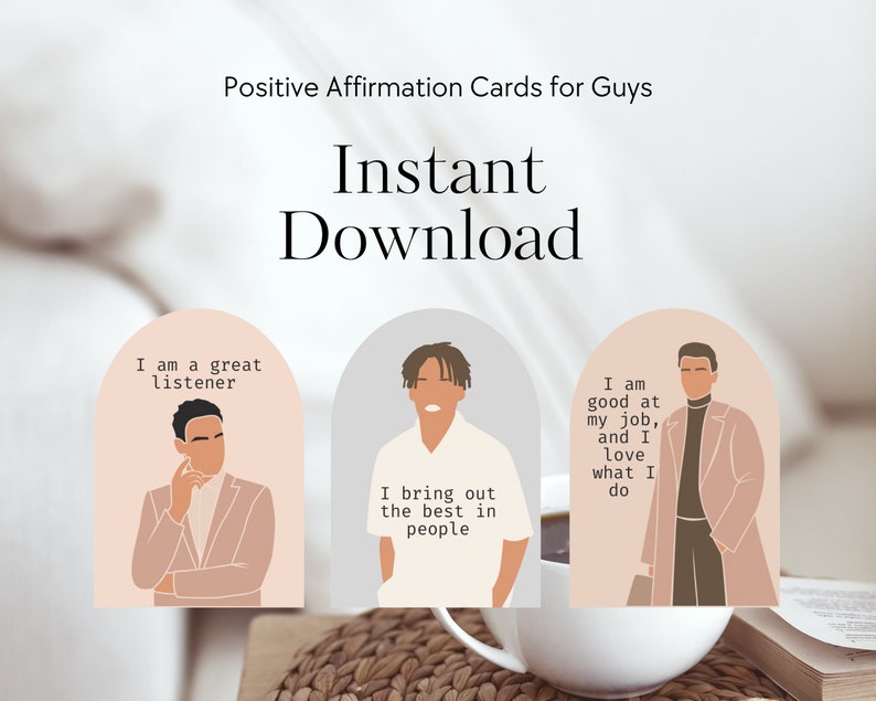 15 Printable Affirmation Cards for Men's Wellness, Positive Affirmation ...