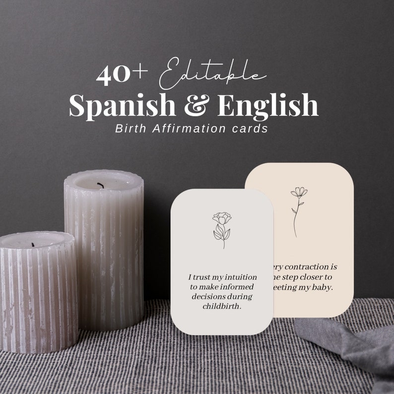 40+ Affirmation Cards for Labor in Spanish and English, Uplifting Labor ...