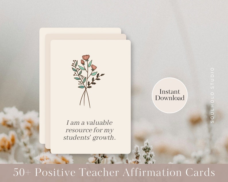 50+ Teacher Affirmation Printable Cards, First Time Teacher ...