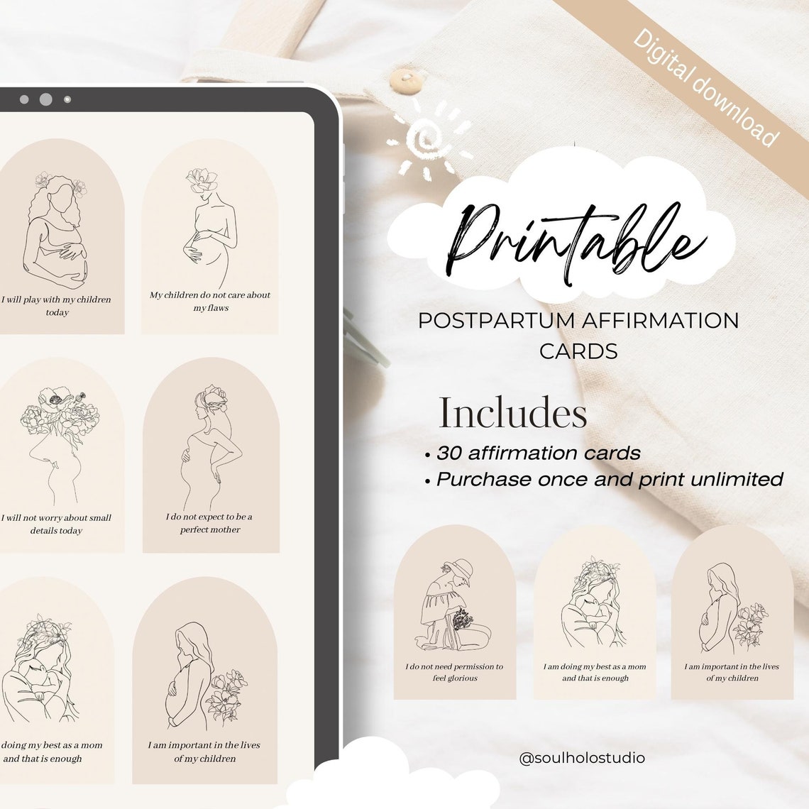 30 Printable Postpartum Affirmation Cards Affirmation Cards For
