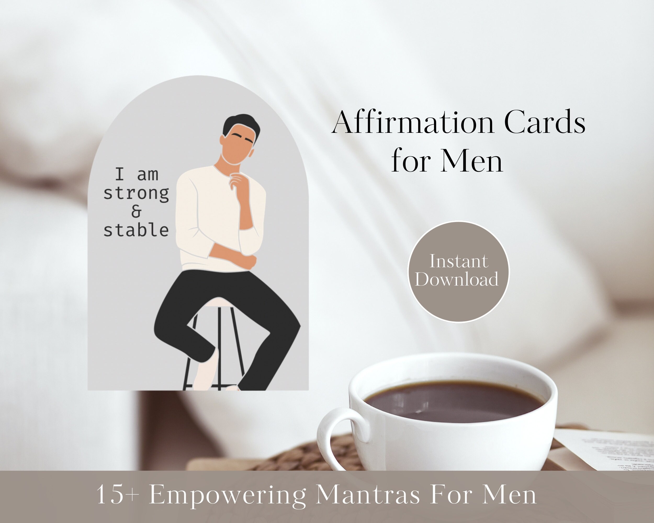 15 Printable Affirmation Cards for Men's Wellness, Positive Affirmation ...