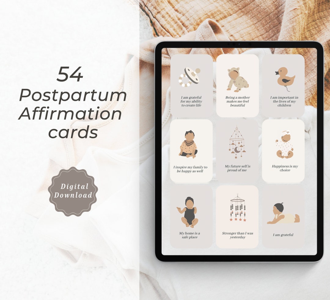 50 Postpartum Affirmations, Supportive Cards for Postpartum Recovery ...